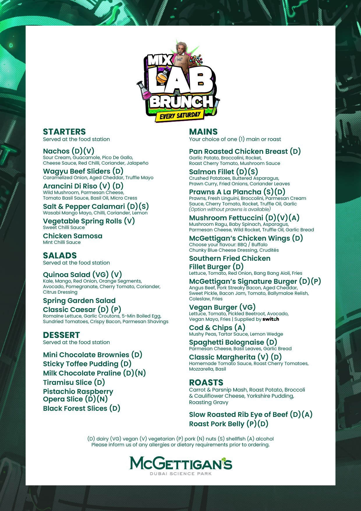 Menus - McGettigan's Irish Pub - Live Sports Live Music & Irish Food